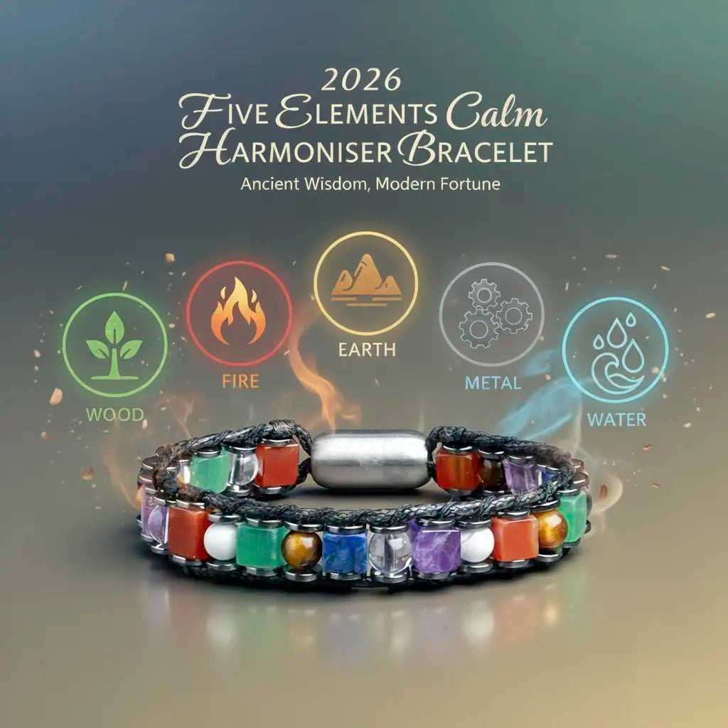 2026 Five Element Calm Bracelet with Howlite & Amethyst |Justwowfactory